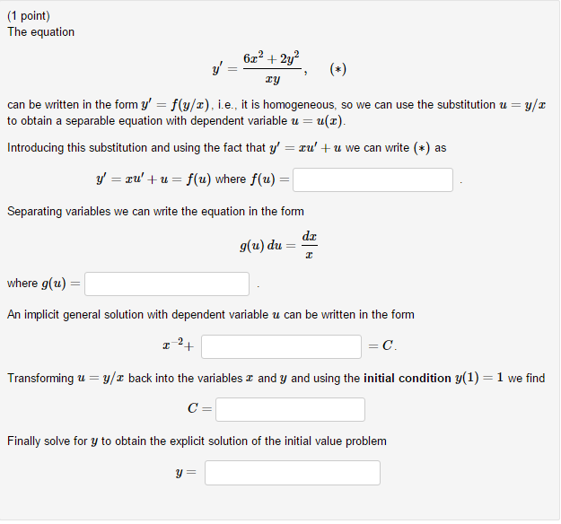 Solved The equation can be written in the form y' = f(y/x), | Chegg.com