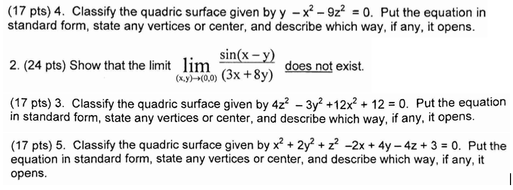Solved Classify the quadric surface given by y - x^2 - 9z^2 | Chegg.com