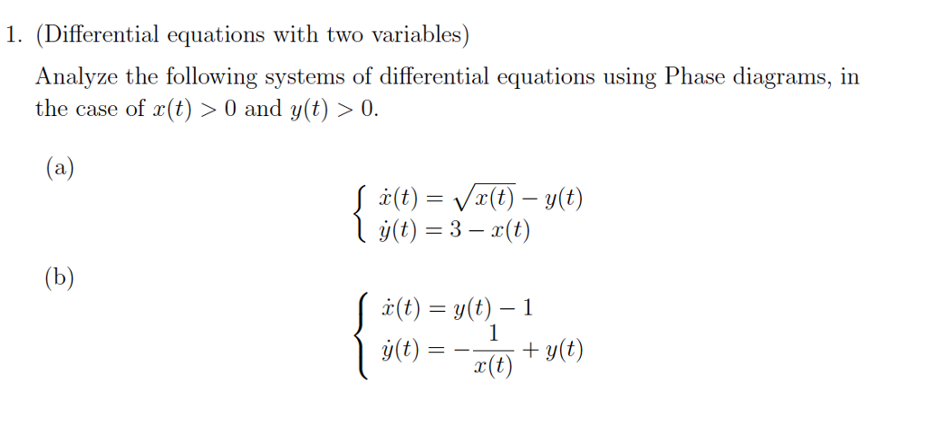 Solved 1. (Differential equations with two variables) | Chegg.com