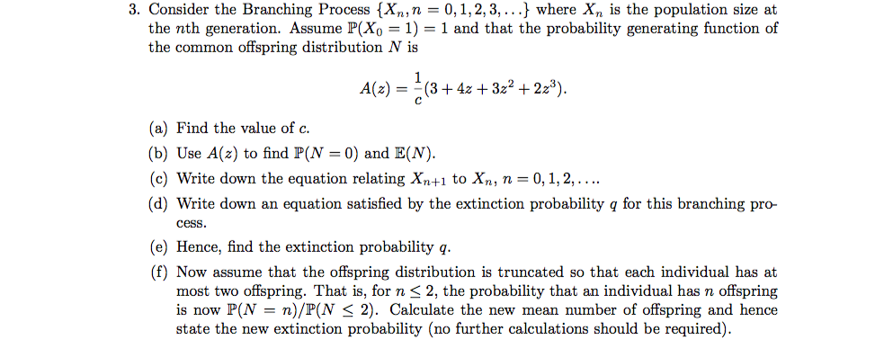Consider the Branching Process {X_n, n = 0, 1, 2, 3, | Chegg.com