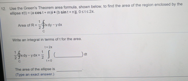 Solved Use the Green's Theorem area formula, shown below, to | Chegg.com