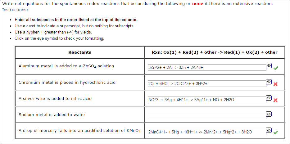 Solved Write net equations for the spontaneous redox | Chegg.com