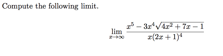 Solved Compute the following limit. Lim x rightarrow | Chegg.com