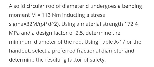 Solved A solid circular rod of diameter d undergoes a | Chegg.com