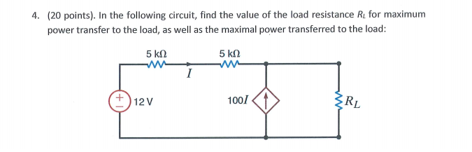 Solved find the value of the load resistance Rl for maximum | Chegg.com