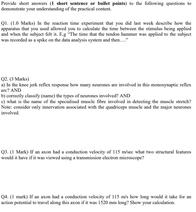 Solved Provide short answers (1 short sentence or bullet | Chegg.com