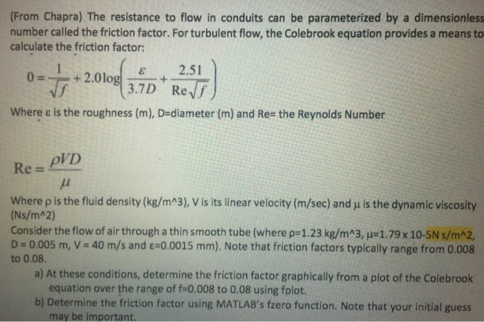The resistance to flow in conduits can be | Chegg.com