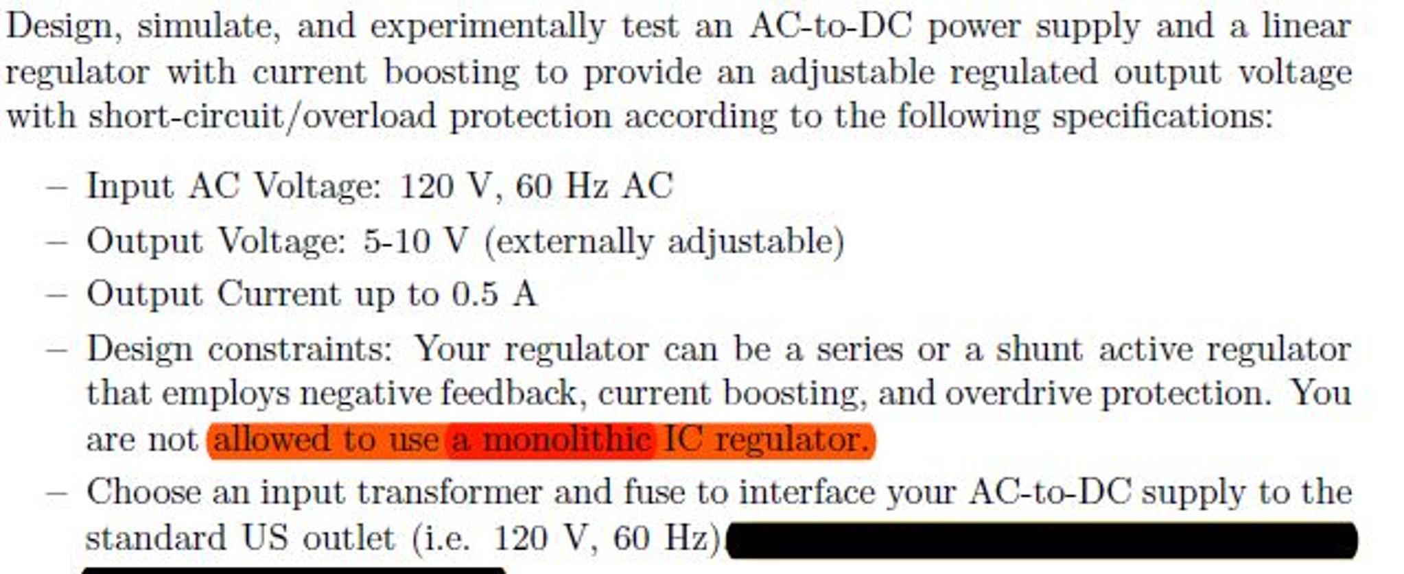 Design, simulate, and experimentally test an AC-to-DC | Chegg.com