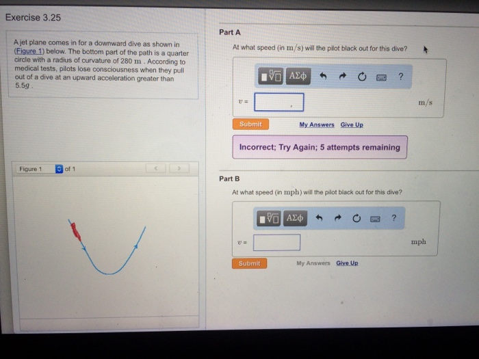 Solved A jet plane comes in for a downward dive as shown in | Chegg.com