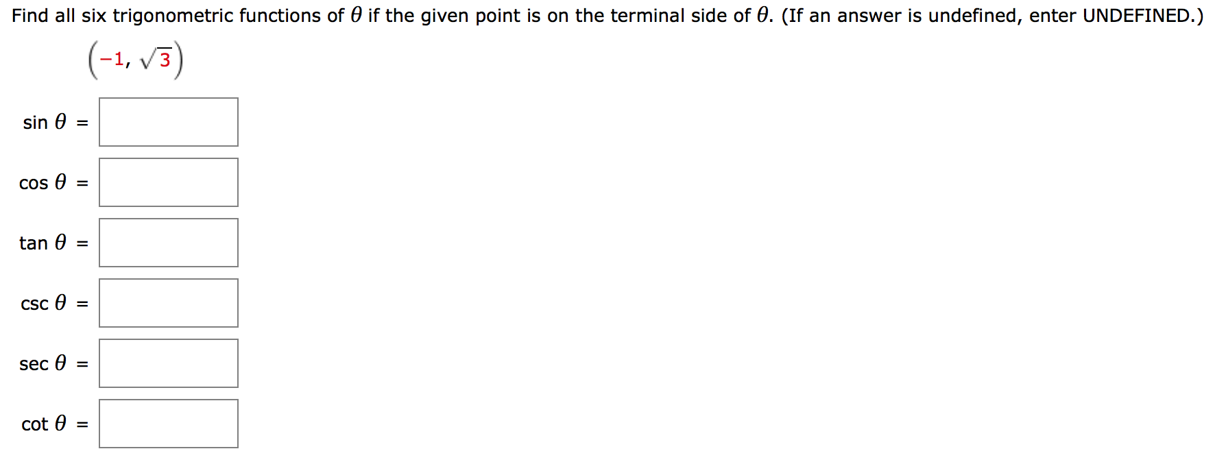 Solved: Find All Six Trigonometric Functions Of Theta If T... | Chegg.com