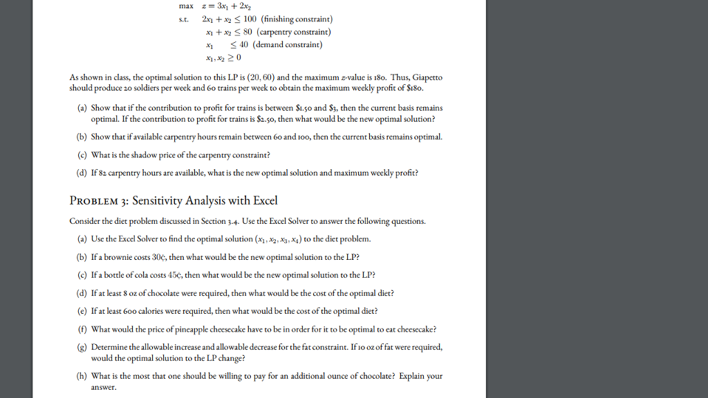 Solved PROBLEM I: The Two-Phase Simplex Method Use the | Chegg.com