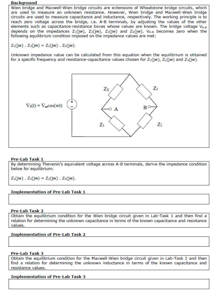 Solved Background Wien bridge and Maxwell-Wien bridge | Chegg.com