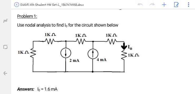 Solved ENGR 204 Student HW Set 1867474558.dock Problem 1: | Chegg.com