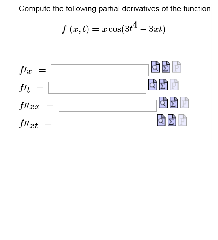 Solved Compute the following partial derivatives of the | Chegg.com