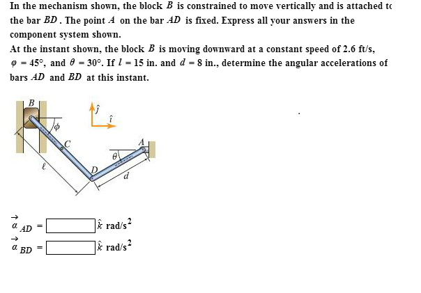 In the mechanism shown, the block B is constrained to | Chegg.com