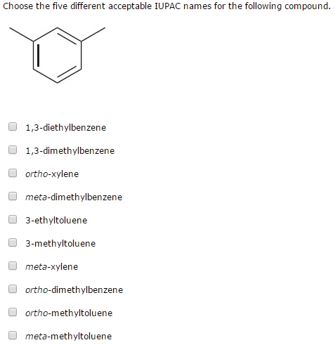 Solved Choose the five different acceptable IUPAC names for | Chegg.com