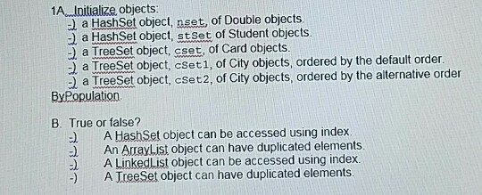 Solved 1 itialize objects: J a HashSet object, nset, of | Chegg.com