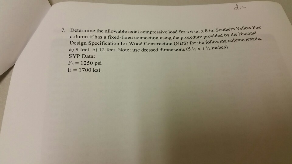 Solved Determine the allowable axial compressive load for a | Chegg.com