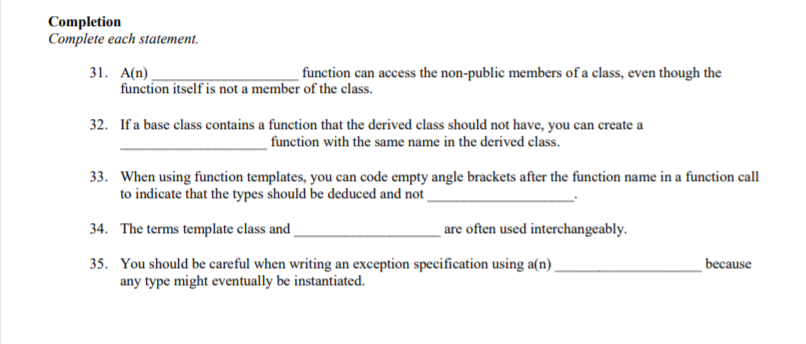 Solved Completion Complete each statement. furntioalwan | Chegg.com