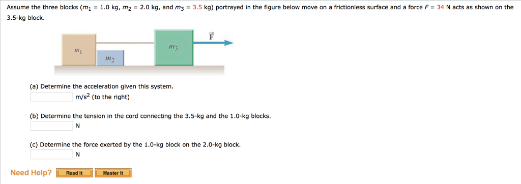 Solved Assume the three blocks (m1 = 1.0 kg, m2 = 2.0 kg, | Chegg.com
