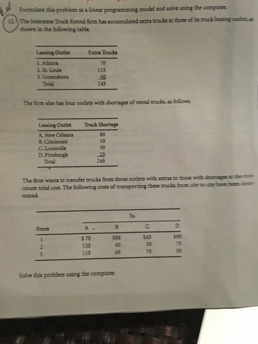 Solved Formulate the problem as a linear programming model | Chegg.com Solved Formulate the problem as a linear programming model | Chegg.com