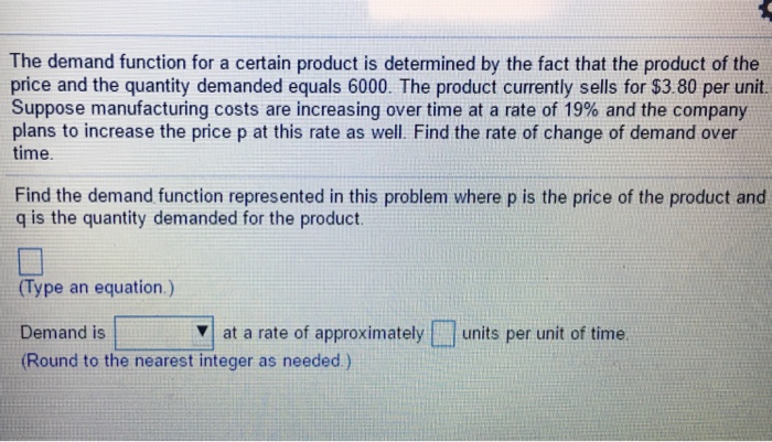 Solved The demand function for a certain product is | Chegg.com
