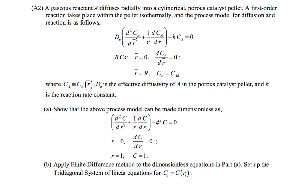 (A2) A gaseous reactant A diffuses radially into a | Chegg.com