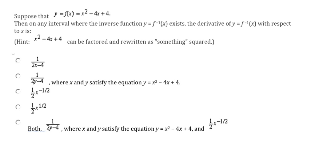 Solved Suppose that y=f(x)=x2-4x+4. Then on any interval | Chegg.com
