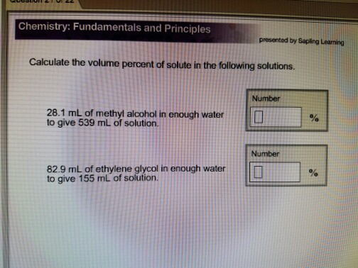 Solved Calculate the volume percent of solute in the | Chegg.com