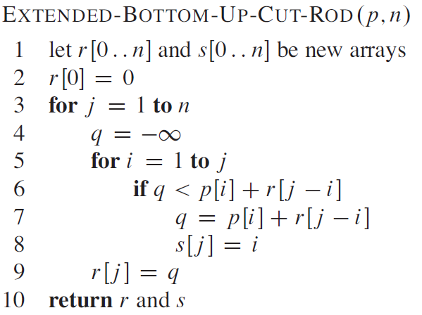 Solved EXTENDED-BOTTOM-UP-CUT-ROD(p.n) l let r[0..n] and | Chegg.com