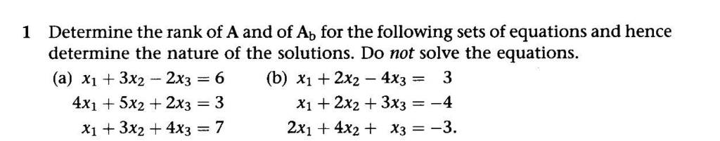 Solved Determine the rank of A and of A_b for the following | Chegg.com