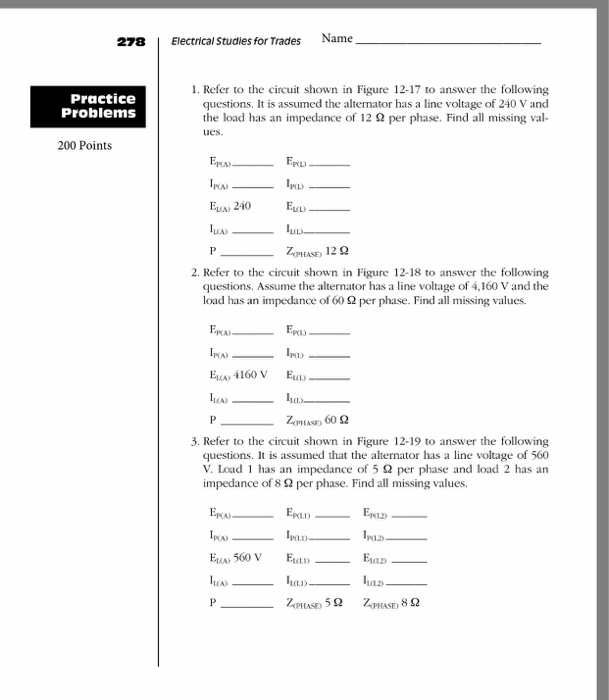 Solved Name: Three-Phase Circuits I 277 REVIEW QUESTIONS 100 | Chegg.com