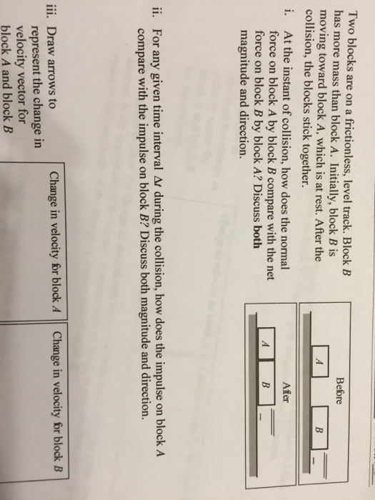 Solved Two blocks are on a frictionless, level track. Block | Chegg.com