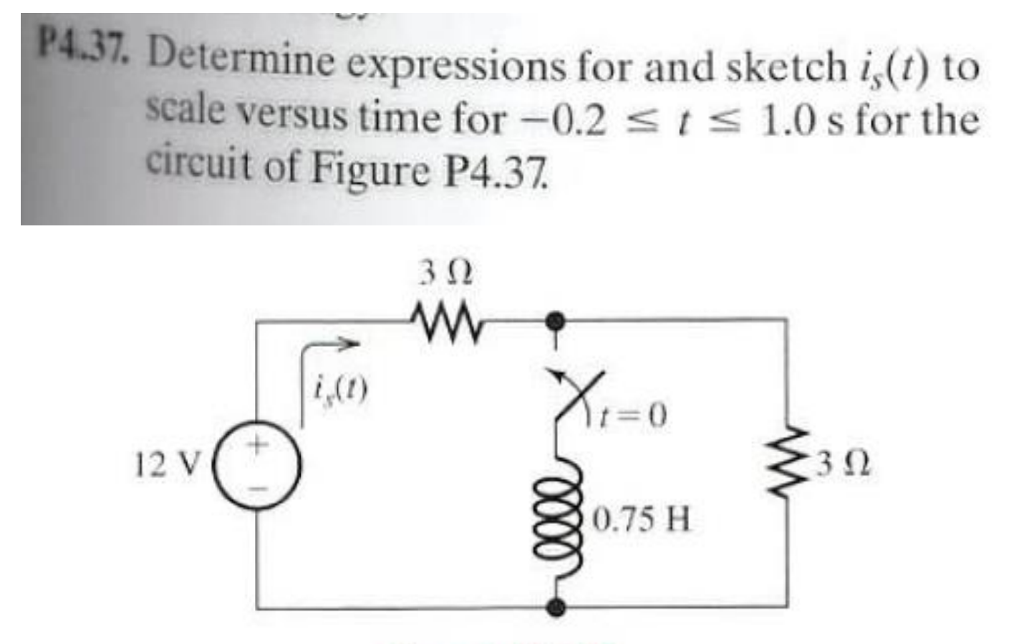 Solved 14.37. Determine expressions for and sketch is(t) to | Chegg.com
