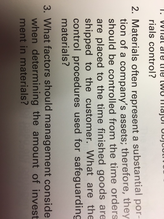 Solved Materials often represent a substantial portion of a | Chegg.com