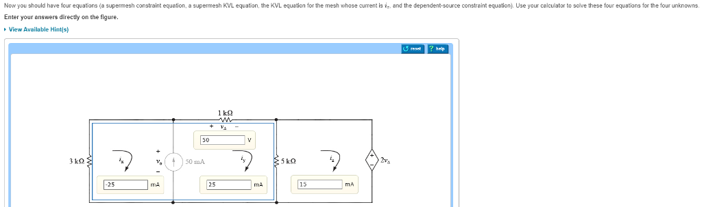 Solved Now You Should Have Four Equations A Supermesh