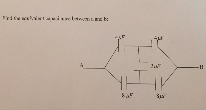 Solved Find the equivalent capacitance between a and b: 4 4 | Chegg.com