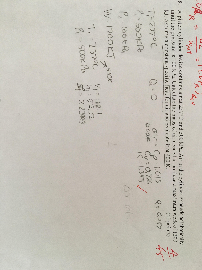 Solved A piston cylinder device contains air at 237°C and | Chegg.com