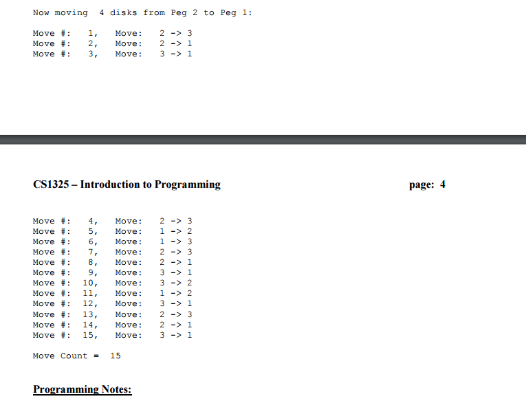 Solved Program 2-Towers of Hanoi A complete description of | Chegg.com