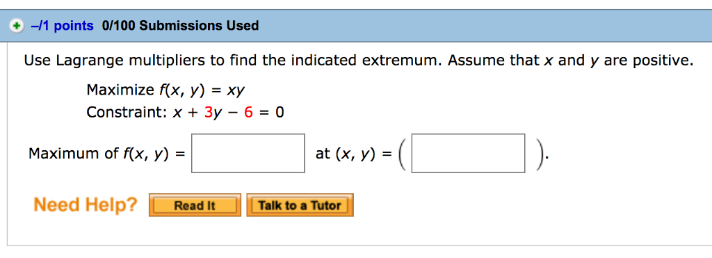 Solved + 1 points 0/100 Submissions Used Use Lagrange | Chegg.com