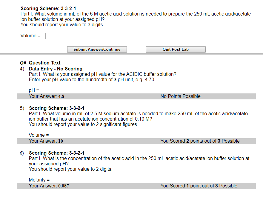 Scoring Scheme: 3-3-2-1 Part I. What volume in mL of | Chegg.com