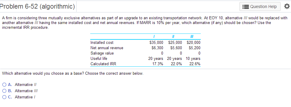 Solved Problem 6-52 (algorithmic) Question Help Afirm is | Chegg.com