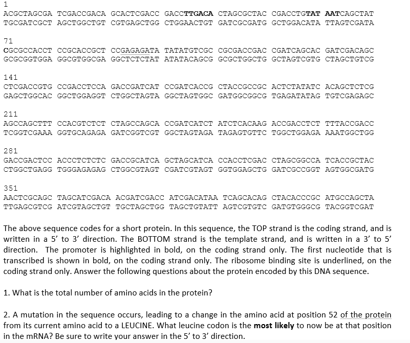 Biology questions: A mutation in the sequence occurs, | Chegg.com