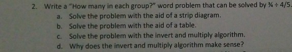 Solved Write a "How many in each group?" word problem that | Chegg.com
