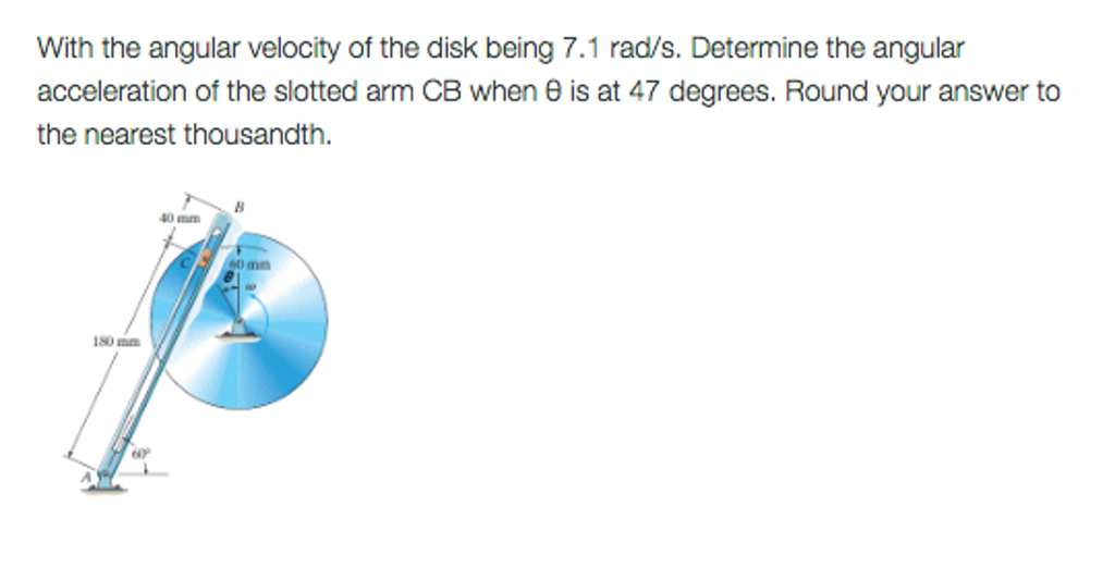 Solved With the angular velocity of the disk being 7.1 | Chegg.com