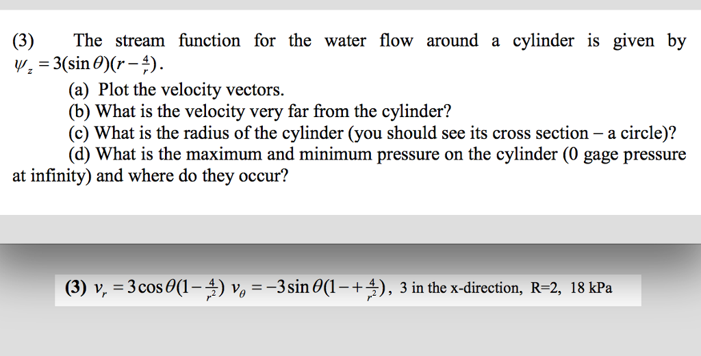 Solved The stream function for the water flow around a | Chegg.com