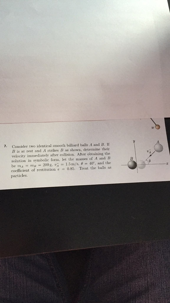 Solved Consider two identical smooth billiard balls A and B. | Chegg.com