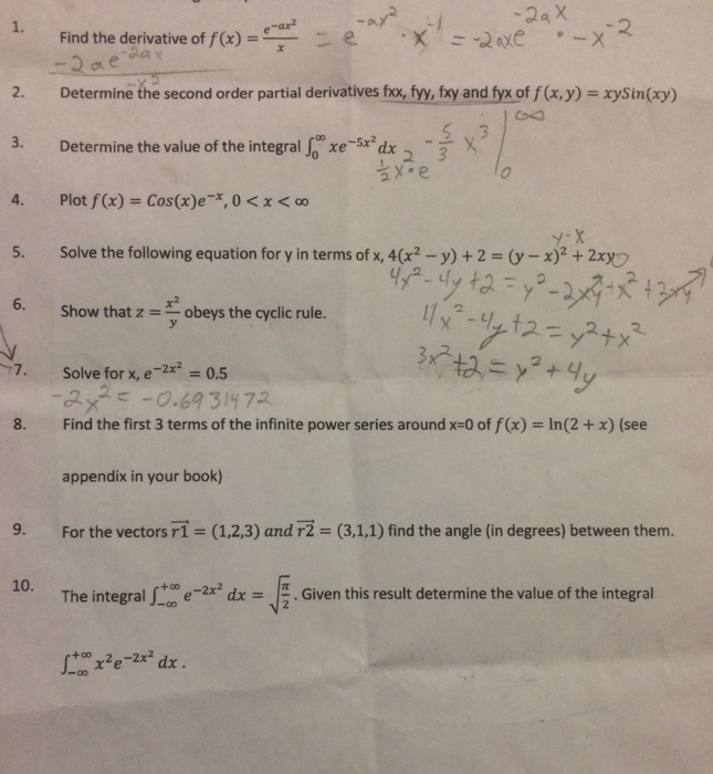 Solved Find the derivative of f(x0 = e^-ax^2/x = e^-ax^2 | Chegg.com