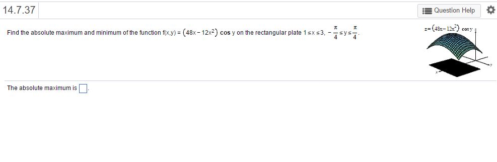 Solved Find the absolute maximum and minimum of the function | Chegg.com