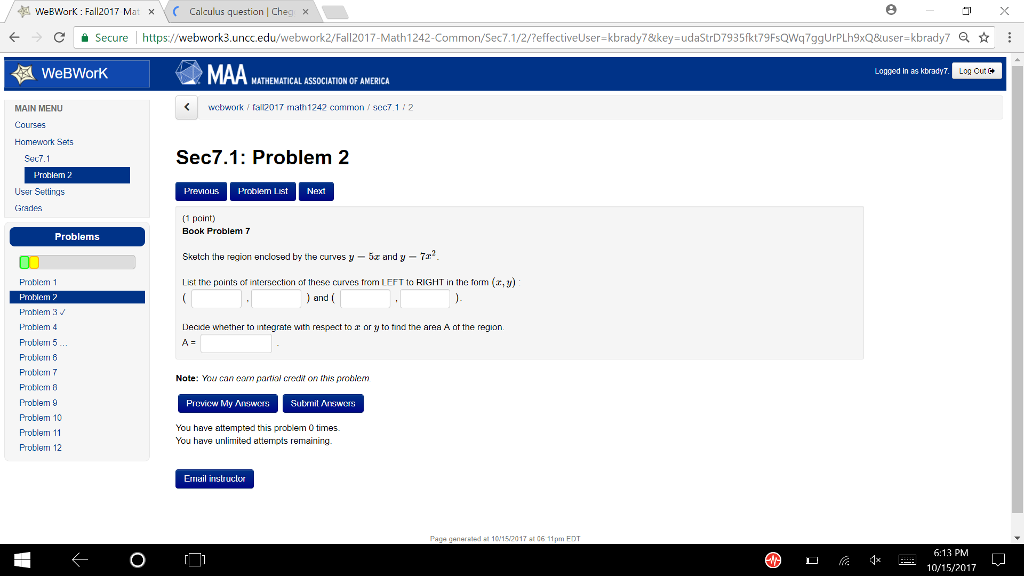 Solved weBworK : Fall2017 Ma x, ( Calculus question ! Chec × | Chegg.com
